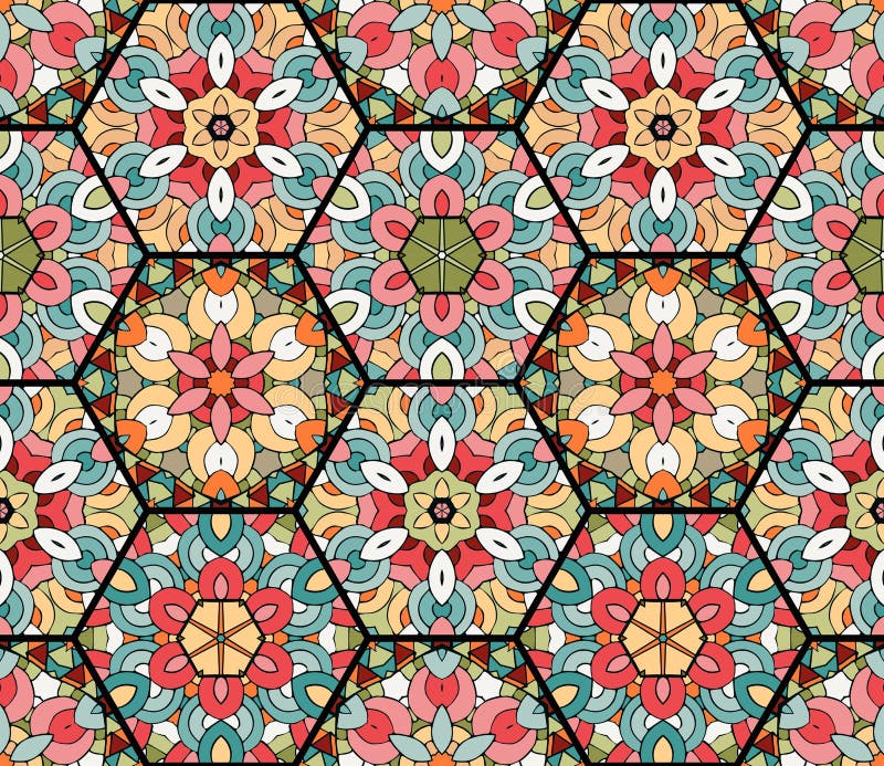 Patchwork from Patches with Doodle Flowers and Dots. Ethnic Boho Seamless Pattern Stock Vector ...