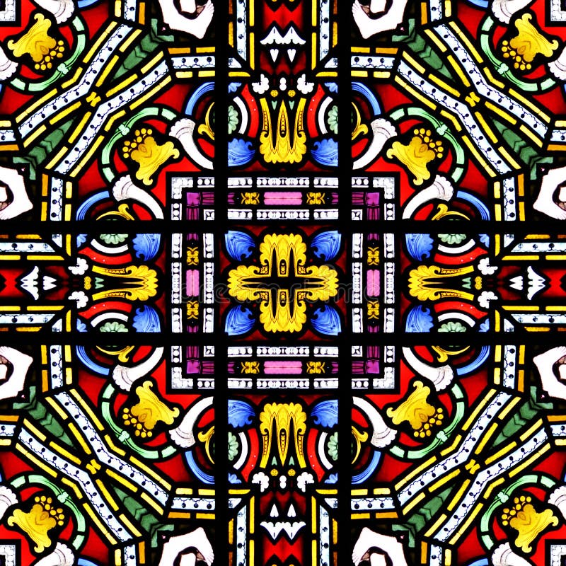 Seamless Stained Glass Square Tile Stock Illustration - Illustration of ...