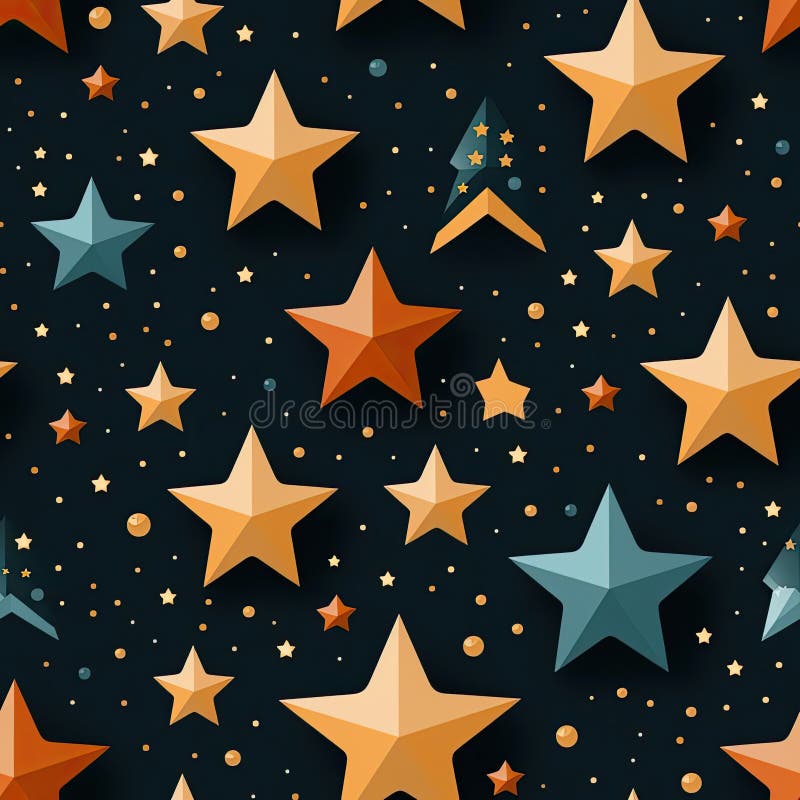Seamless Star Pattern Illustration in Dark Blue and Bronze (tiled ...