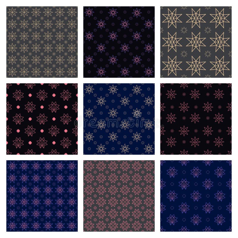 9 seamless star patterns stock vector. Illustration of geometric ...