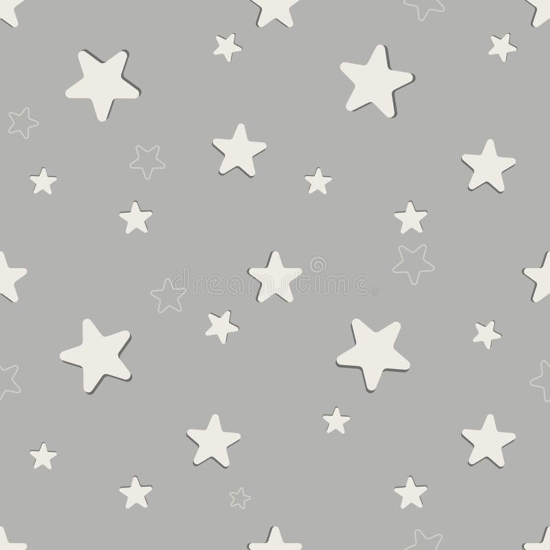 Seamless Stars Pattern on Gray Background, Stripes Abstract Template ...