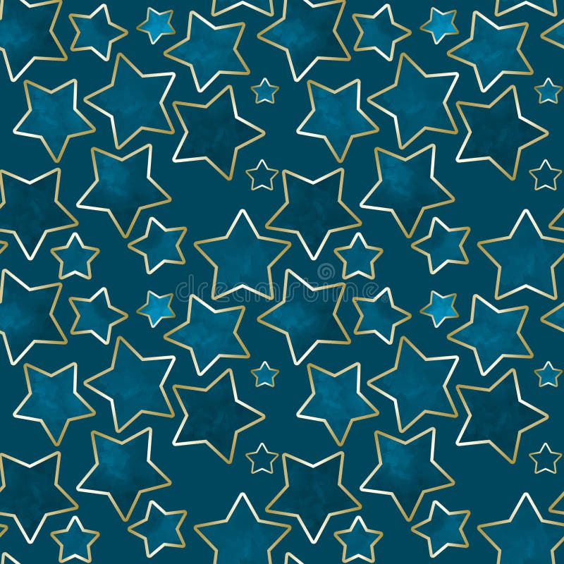 Seamless Stars Pattern in Navy Colors Stock Illustration - Illustration ...