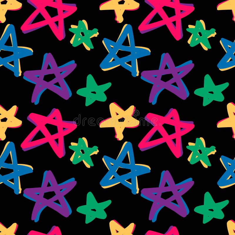 Seamless Stars Pattern in Retro Color Stock Vector - Illustration of ...