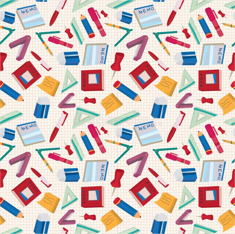 Seamless Stationery Pattern Stock Vector - Illustration of knife ...