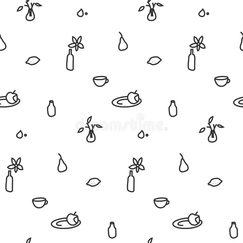 Seamless Still Life Pattern Stock Vector - Illustration of flower, tile ...