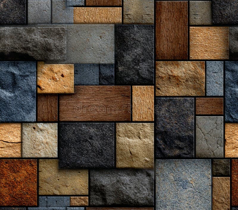 Seamless Stone Texture Brown Gray Beige Mosaic Tile Pattern Stock ...