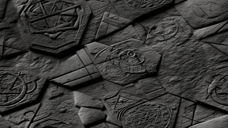 Seamless Stone Tile Texture with Embossed Sacred Geometry and Arcane ...