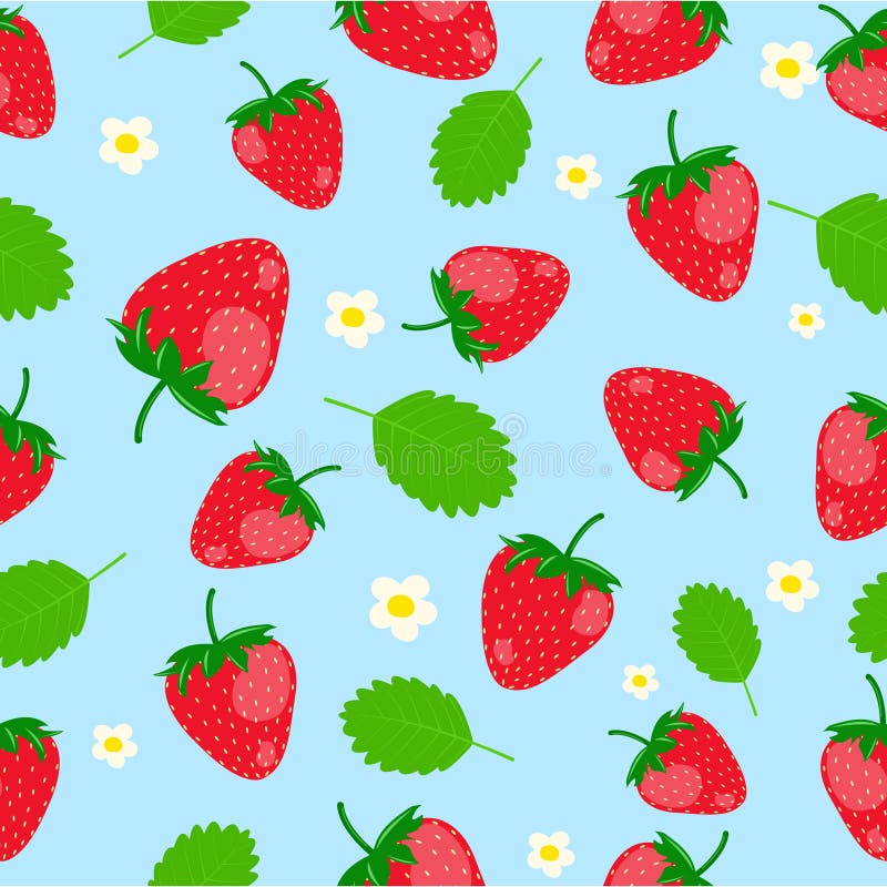 Seamless Pattern Strawberry Consists of Small and Large Strawberries ...