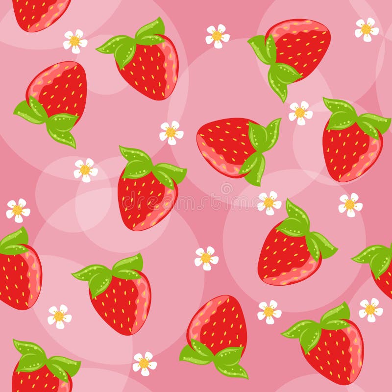 Strawberry Seamless Pattern. Repeatable Background. with Pink Small ...