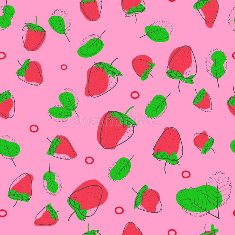 Draw a Line Seamless Pattern Strawberry Consists of Strawberry Balls of ...