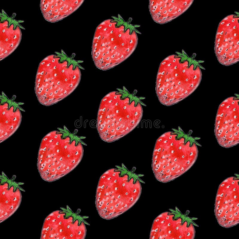 Seamless Strawberry Pattern in Nice Bright Colors. Hand Drawn ...