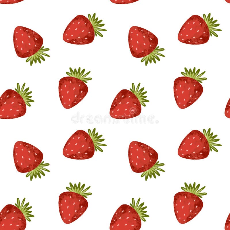 Seamless Strawberry Pattern on a White Background Stock Illustration ...