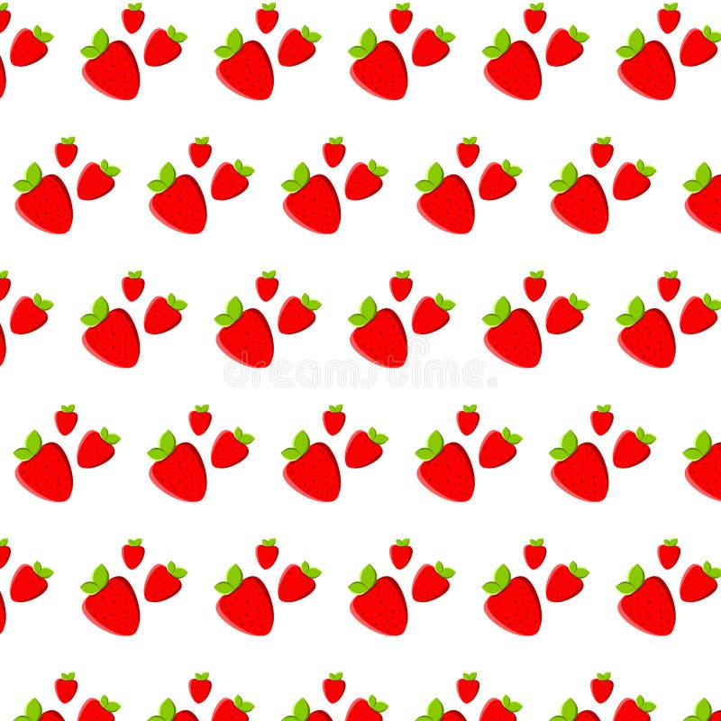 Seamless Strawberry Pattern on White Background, Fruit Pattern Template ...