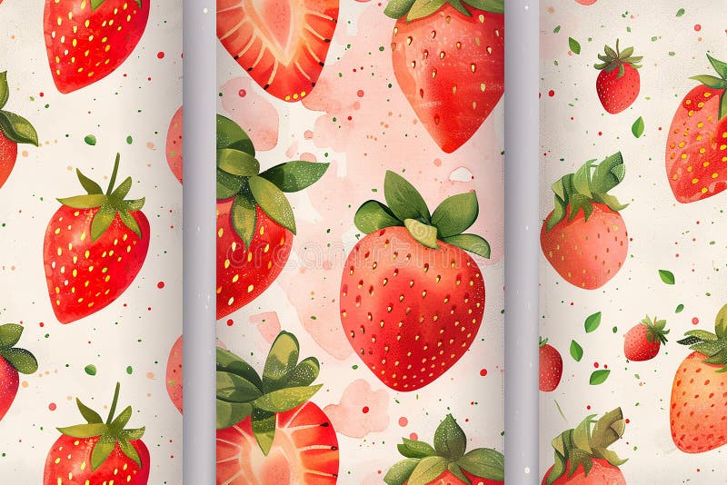 Seamless Strawberry Patterns Stock Illustration - Illustration of ...