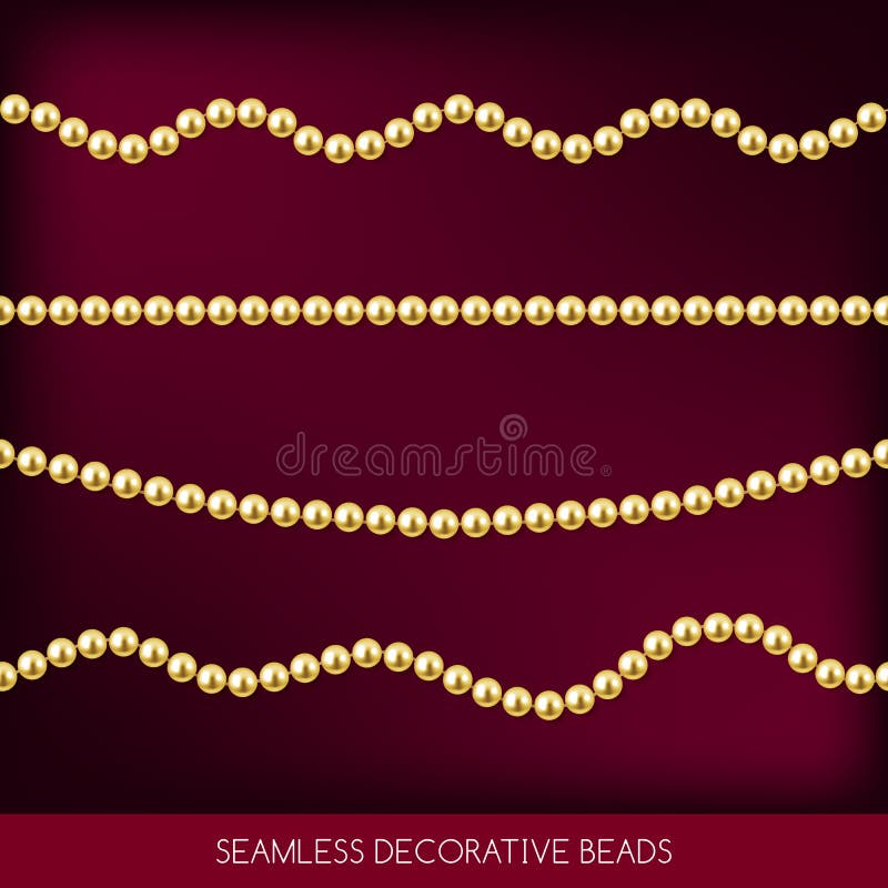 Seamless Strings of Beads Set, Decoration Elements, Vector Stock Vector ...