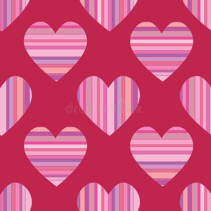 Seamless Striped Hearts stock vector. Illustration of cute - 28963665