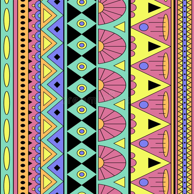 Seamless Striped Pattern in African 2 Style in Bright Colors Stock ...