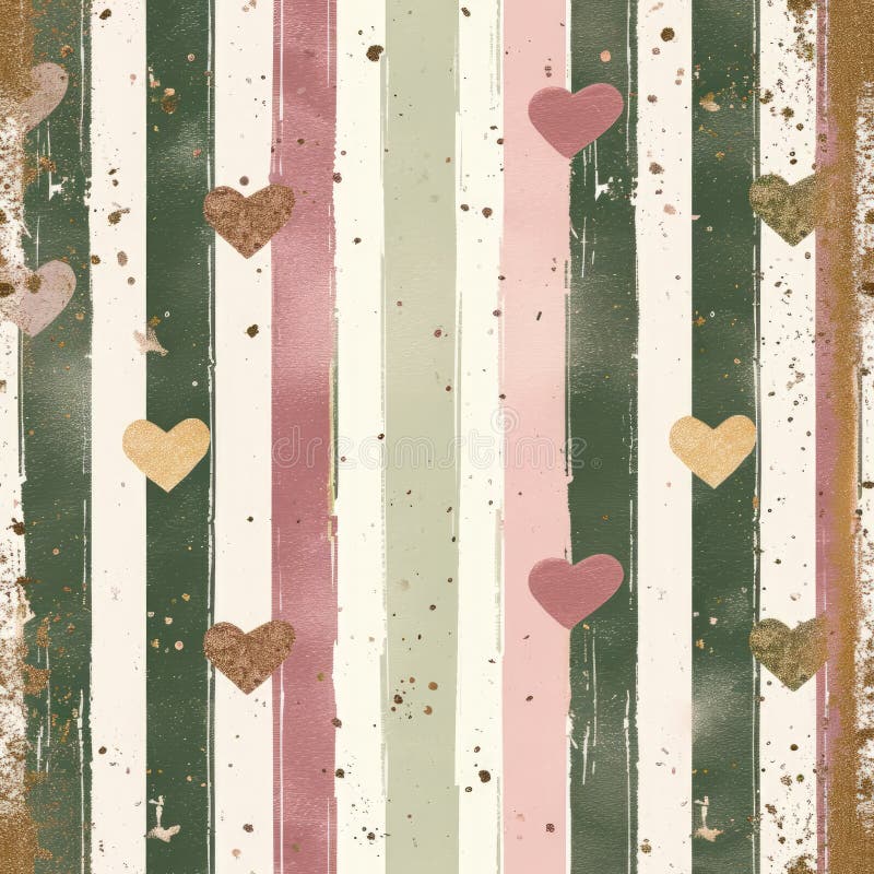 Seamless Striped Pattern with Colorful Hearts. Background with Hearts Stock Illustration ...