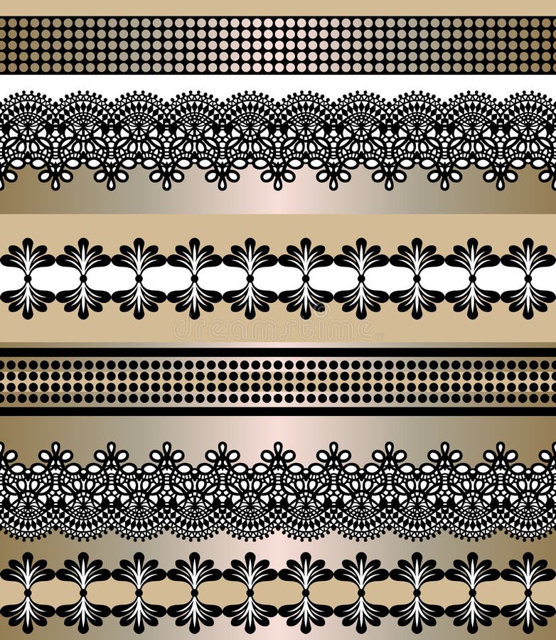 Seamless Stripes Pattern. Stripe Set of Lace Bohemian Seamless Borders ...