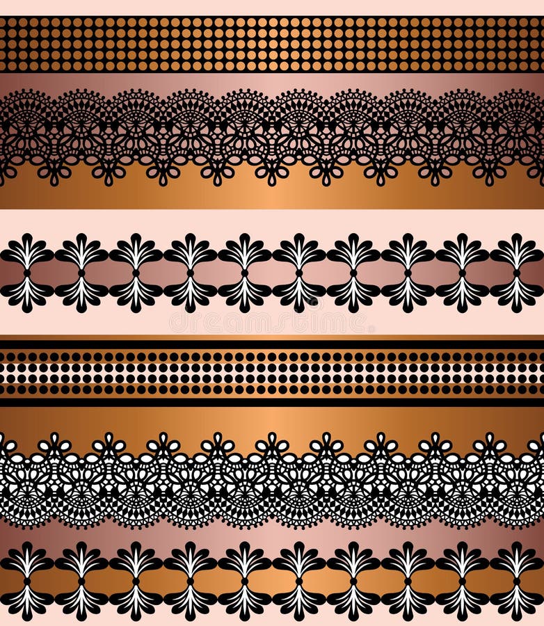 Seamless Stripes Pattern. Stripe Set of Lace Bohemian Seamless Borders ...