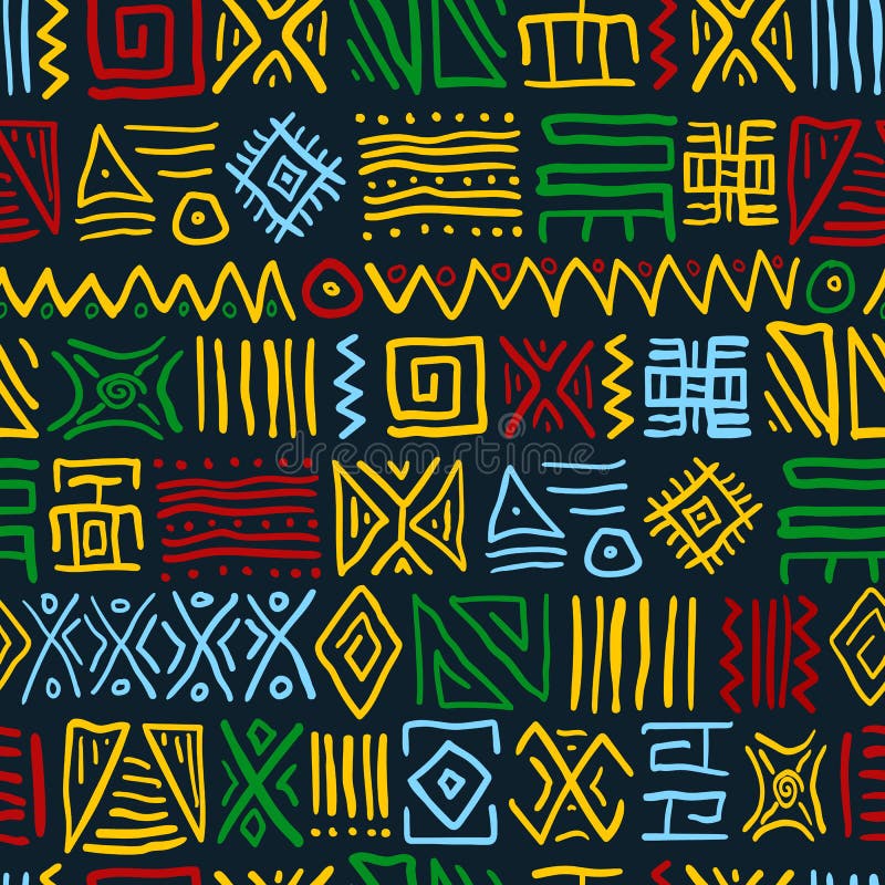 Seamless Stylized African Pattern Ethnic And Tribal Motifs Stock