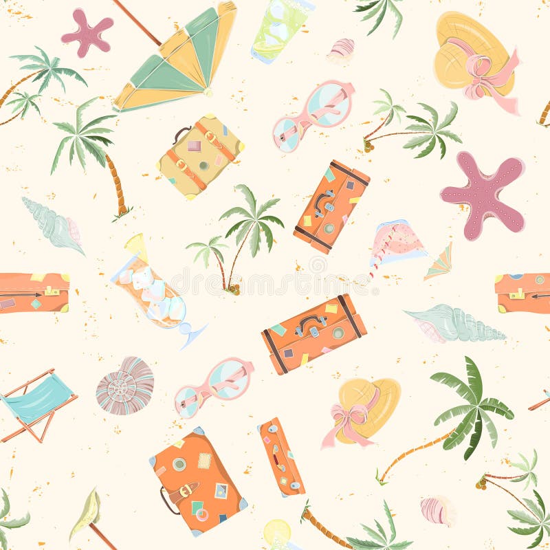 Seamless Summer Beach Pattern. Stock Vector - Illustration of fashion ...