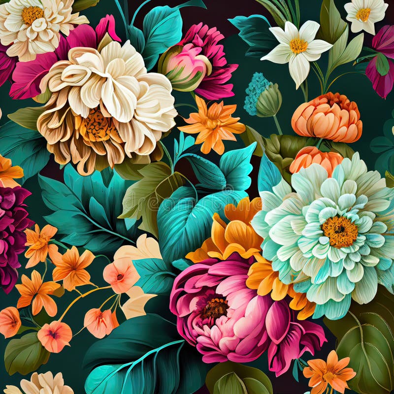 Seamless Summer Floral Pattern Stock Illustration - Illustration of ...