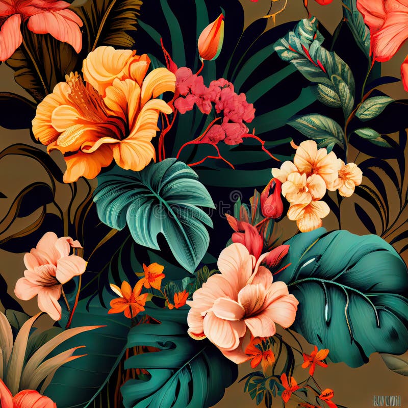 Seamless Summer Floral Pattern Stock Illustration - Illustration of ...