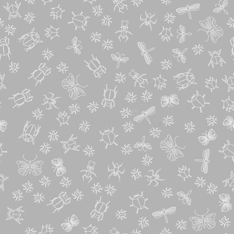Seamless Summer Insects Pattern Background Stock Illustration ...