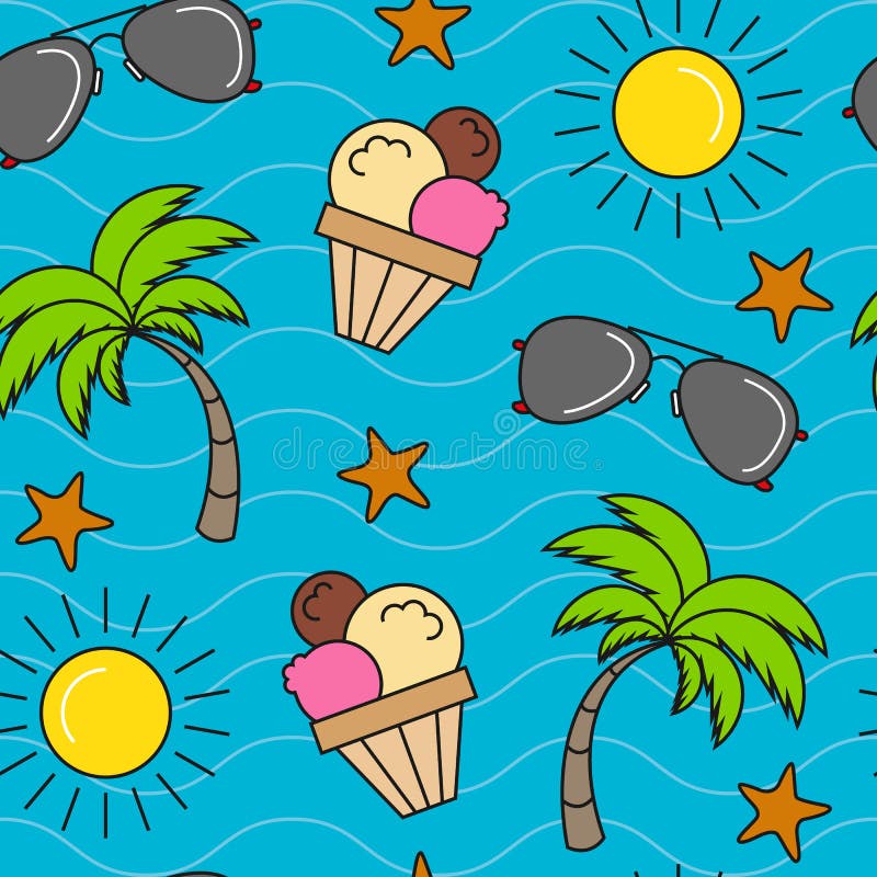 Seamless Summer Pattern Background Vector Stock Illustration ...