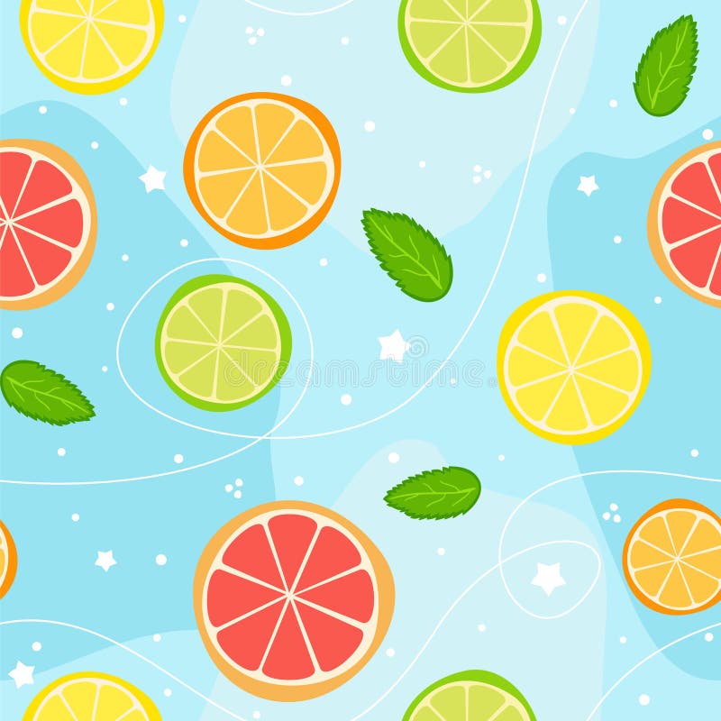 Seamless Summer Pattern from Citrus Slices. Refreshing Juicy Background ...