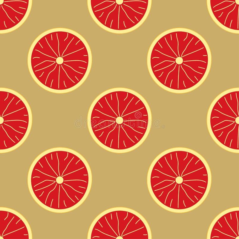Seamless Summer Pattern with Grapefruit on Brown Background. Tropical ...