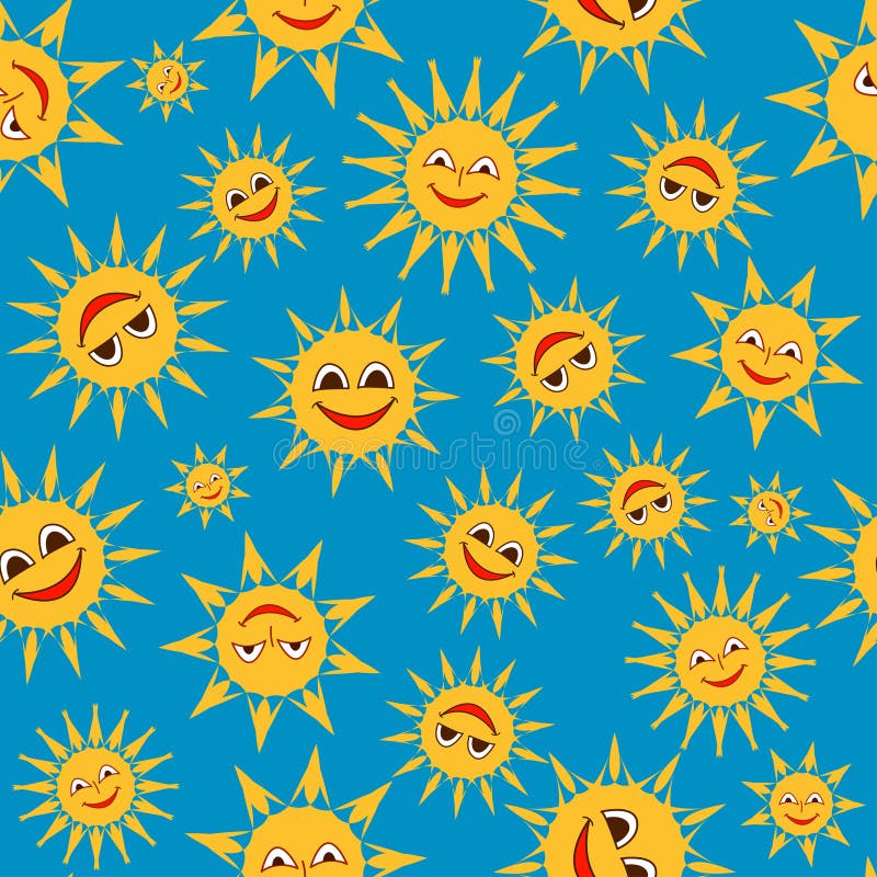 Seamless Summer Pattern with Sun. Illustration for Cards, Posters ...