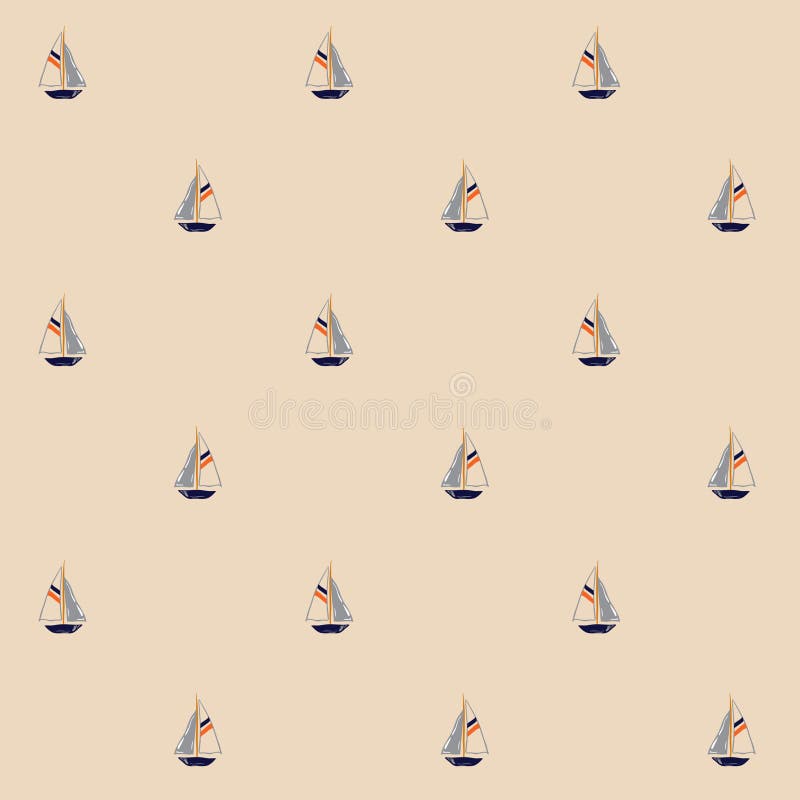 Seamless Summer Sea Pattern with Sailing Ships on Pink Stock ...