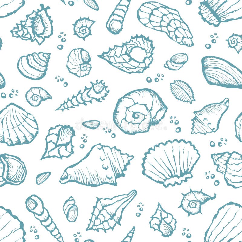 Seamless Summer Shell Pattern Stock Vector - Illustration of silhouette ...