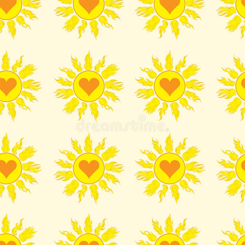 Seamless sun with hearts stock vector. Illustration of shine - 64149855