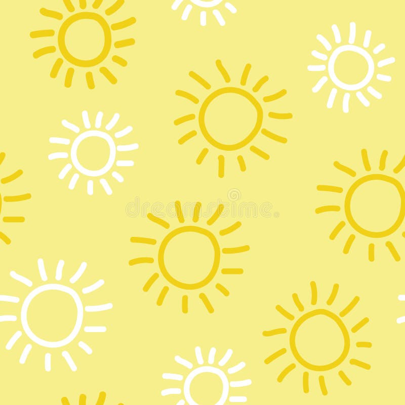 Seamless Sun Yellow Pattern by Hand Sunny Stock Vector - Illustration ...