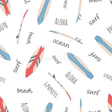 Seamless Surfboard Pattern Isolated on White Background Stock Vector ...