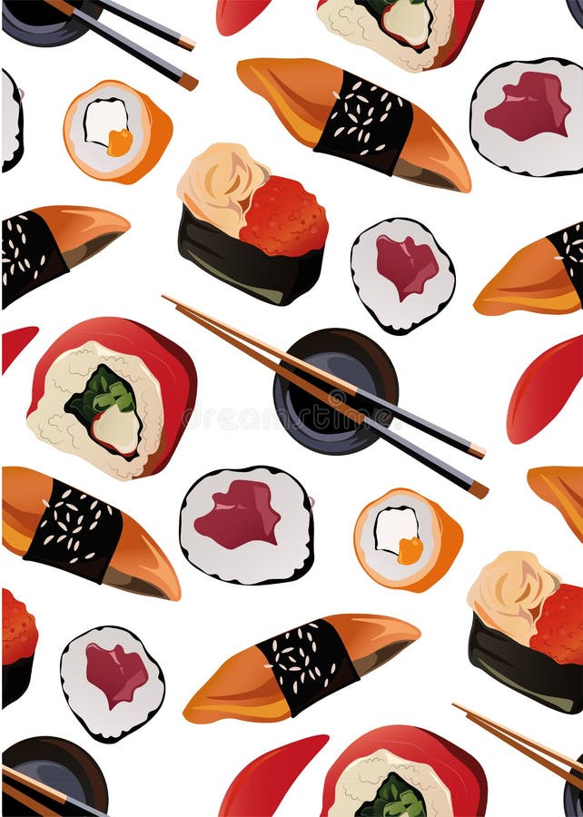 Seamless Sushi Pattern with Nori Stock Vector - Illustration of vector ...