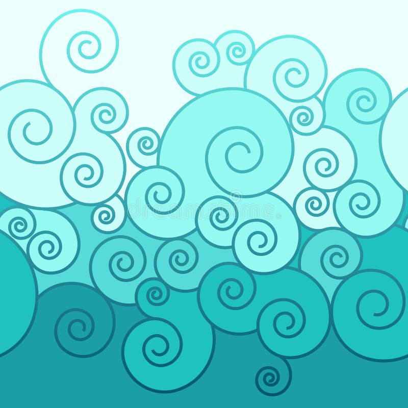 Seamless Swirl Border in Sea Colors Stock Vector - Illustration of deco ...