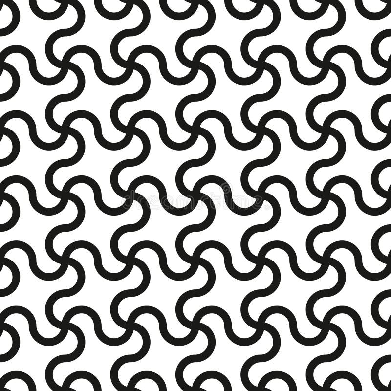 Seamless Swirl Shapes Black and White Pattern Stock Vector ...