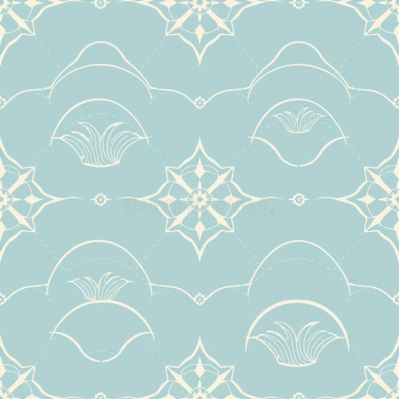 A Seamless, Symmetrical Pattern Featuring Cream-colored Ornate Floral ...