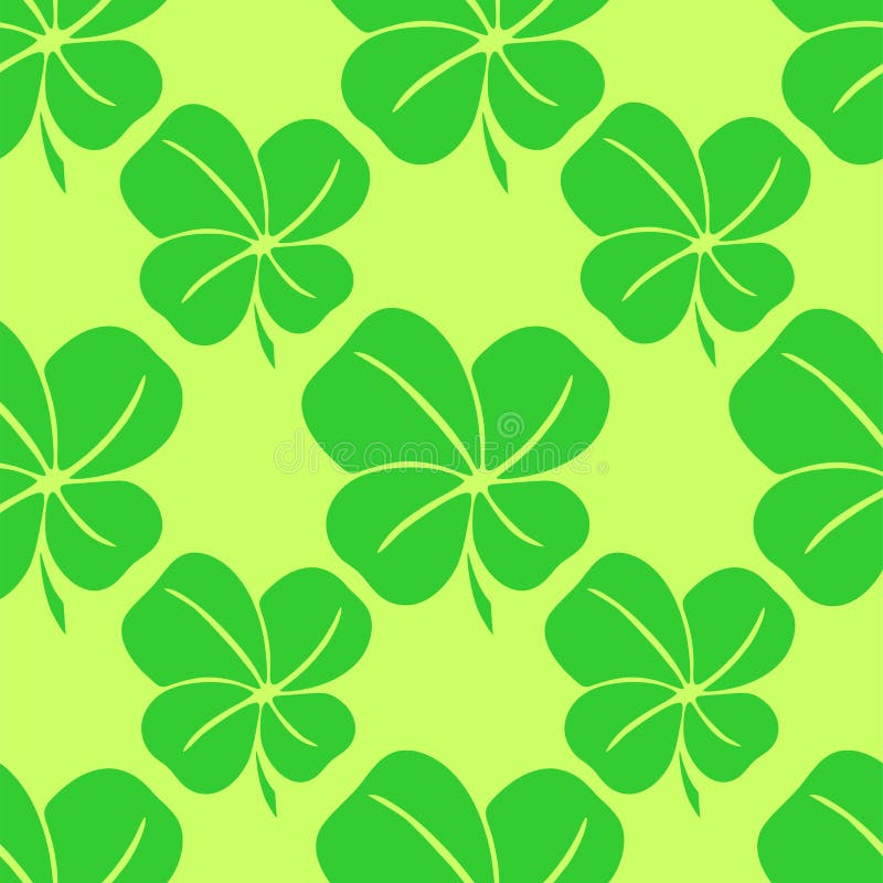 Seamless Symmetrical Pattern of Four-leaf Clover in Shades of Green ...