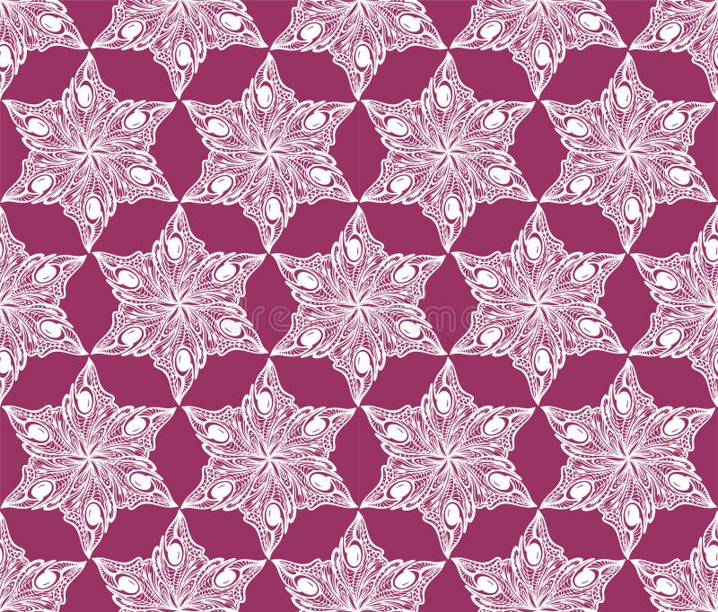 Seamless Symmetrical White Floral Pattern on Magenta Background ...