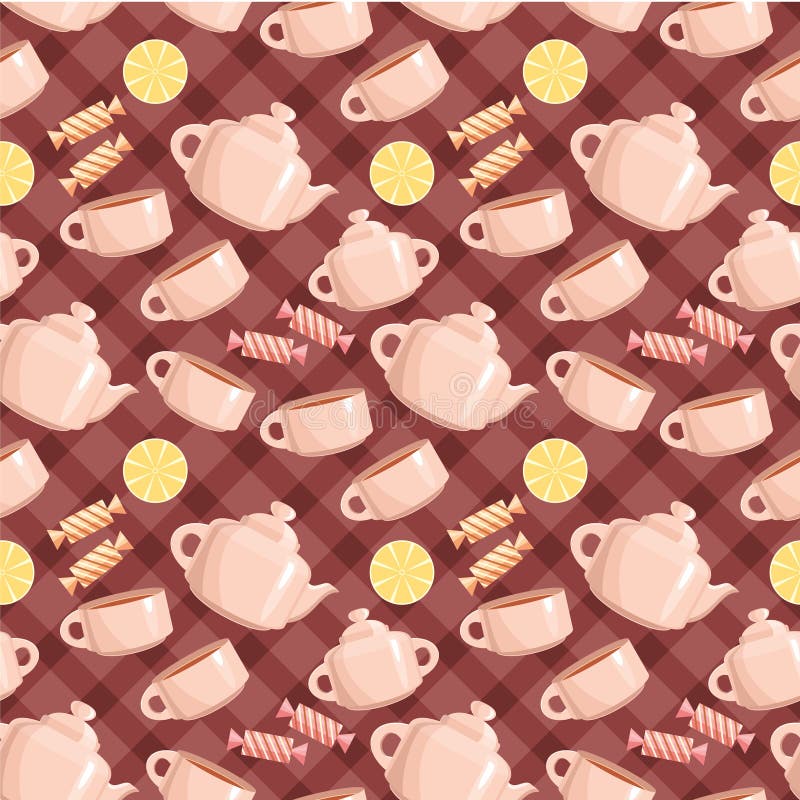 Seamless tea pattern stock vector. Illustration of brown - 22769391