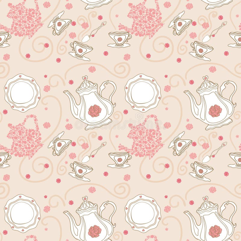 Coffee and Tea Seamless Repeat Pattern Vector Stock Vector - Illustration of muffin ...