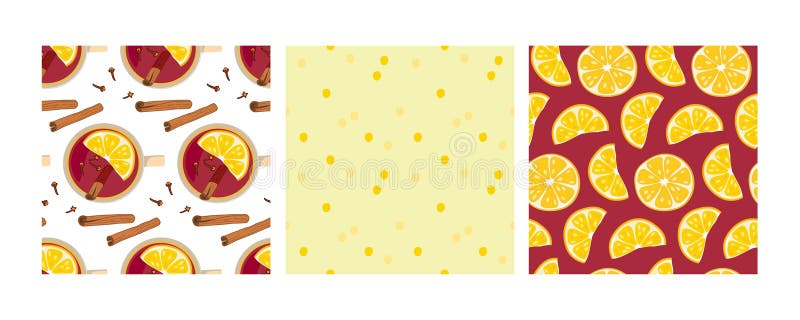 Seamless Tea Patterns. Set of Three. Tea with Lemon, Lemon, Abstract ...