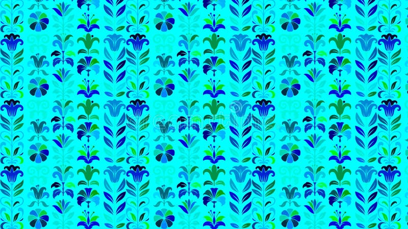 Seamless Teal Blue Floral Pattern Background Stock Illustration ...