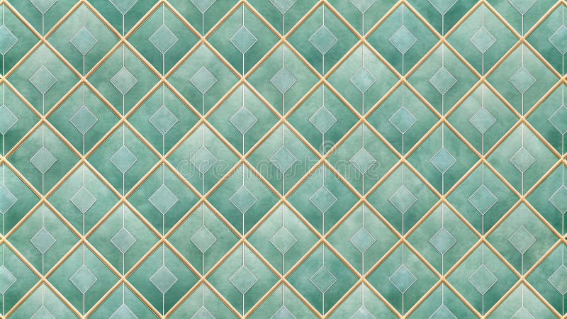 Seamless Teal and Gold Diamond Pattern Tile Design for Interior Decor ...