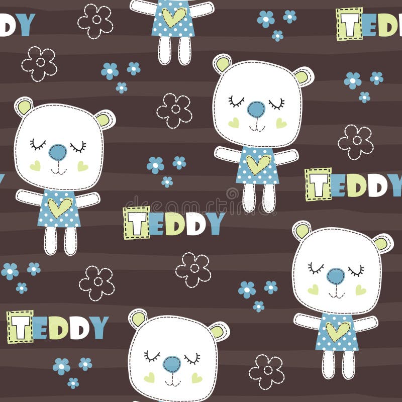 Seamless Teddy Bear Pattern Vector Illustration Stock Vector ...